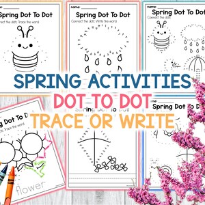 Spring Dot to Dot Printable Coloring Pages Spring Activities for ...
