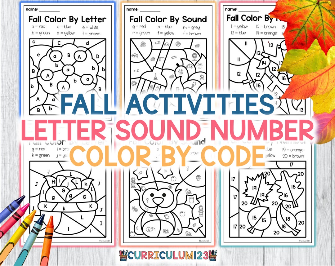 Fall Color by Number & Letter Activities: Preschool Printable - Etsy
