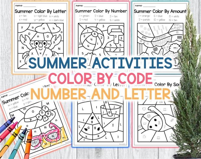 Color by Letter Summer, Color by Letter, Summer Coloring Pages, Summer ...