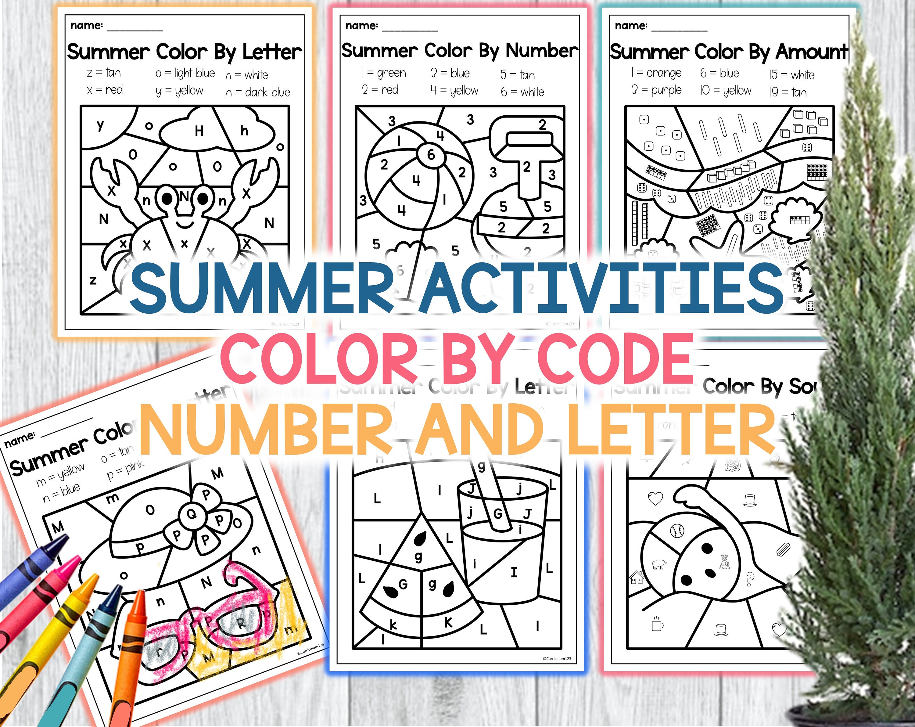 Summer Color by Number Letter and Sound | Summer Coloring Pages - Etsy