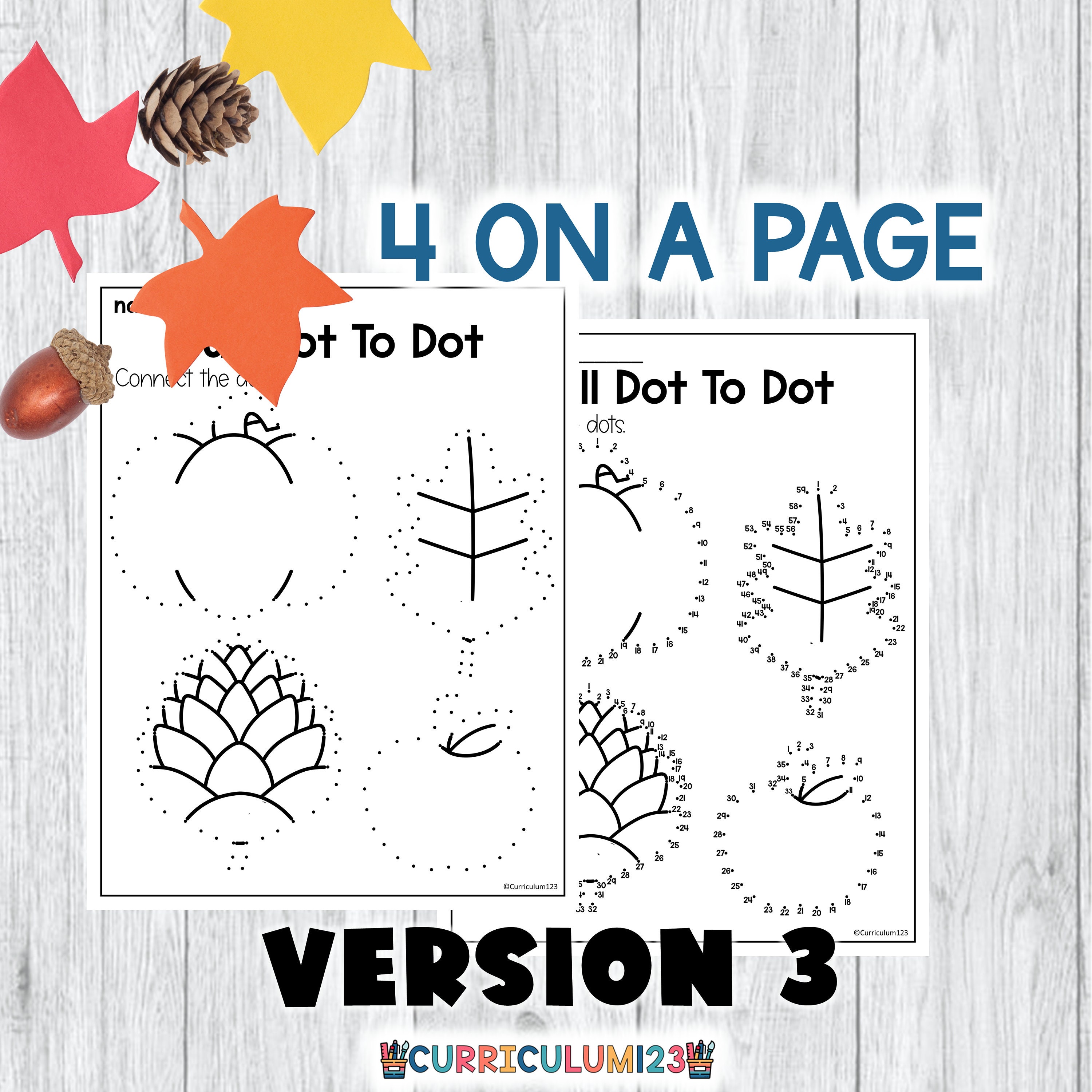 Fall Dot to Dot Printable Coloring Pages Fall Activities for Preschool ...