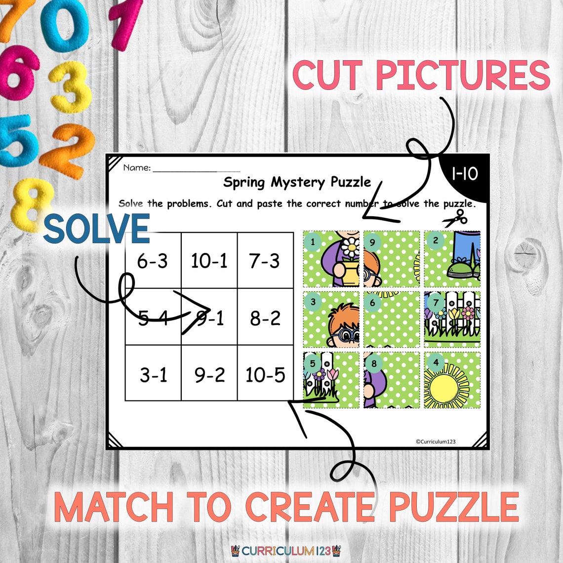 Spring Mystery Puzzle for Addition and Subtraction Math - Etsy