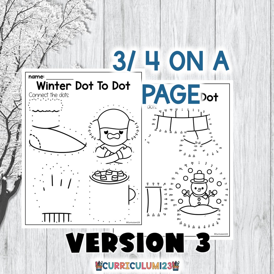 Winter Dot to Dot Printable Coloring Pages Winter Activities - Etsy