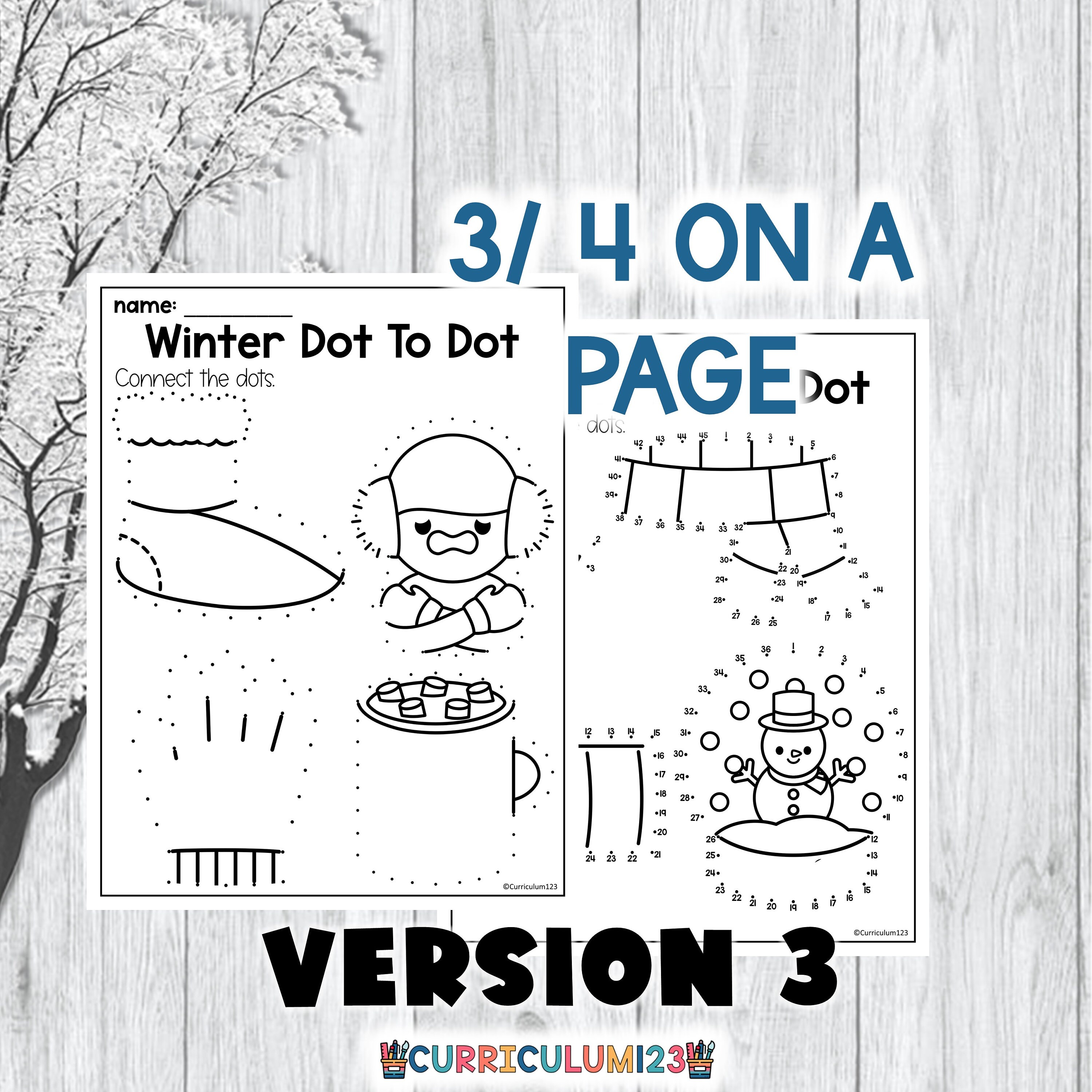 Winter Dot to Dot Printable Coloring Pages Winter Activities for ...