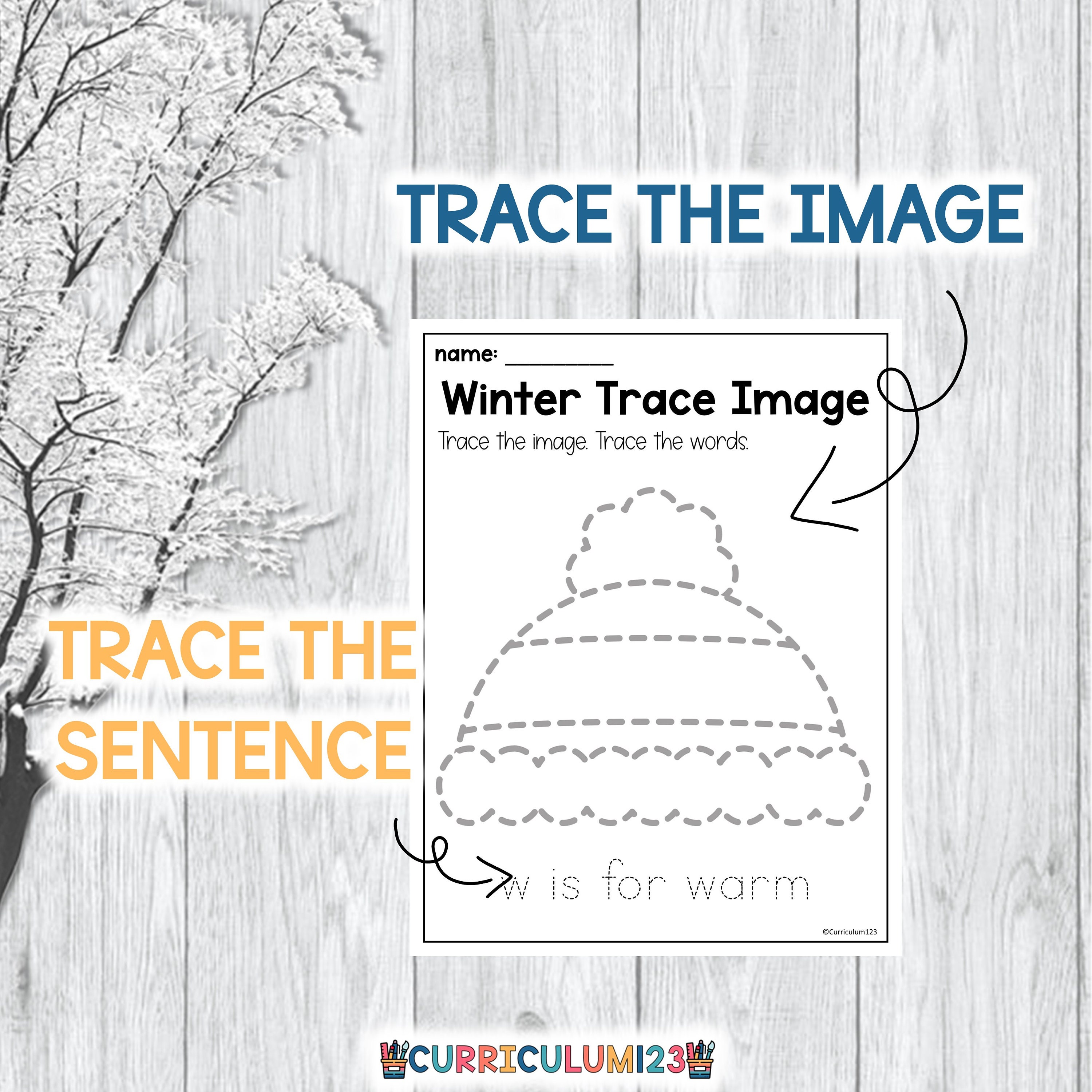 Winter Trace the Image Printable Fine Motor Skills Winter Activities ...