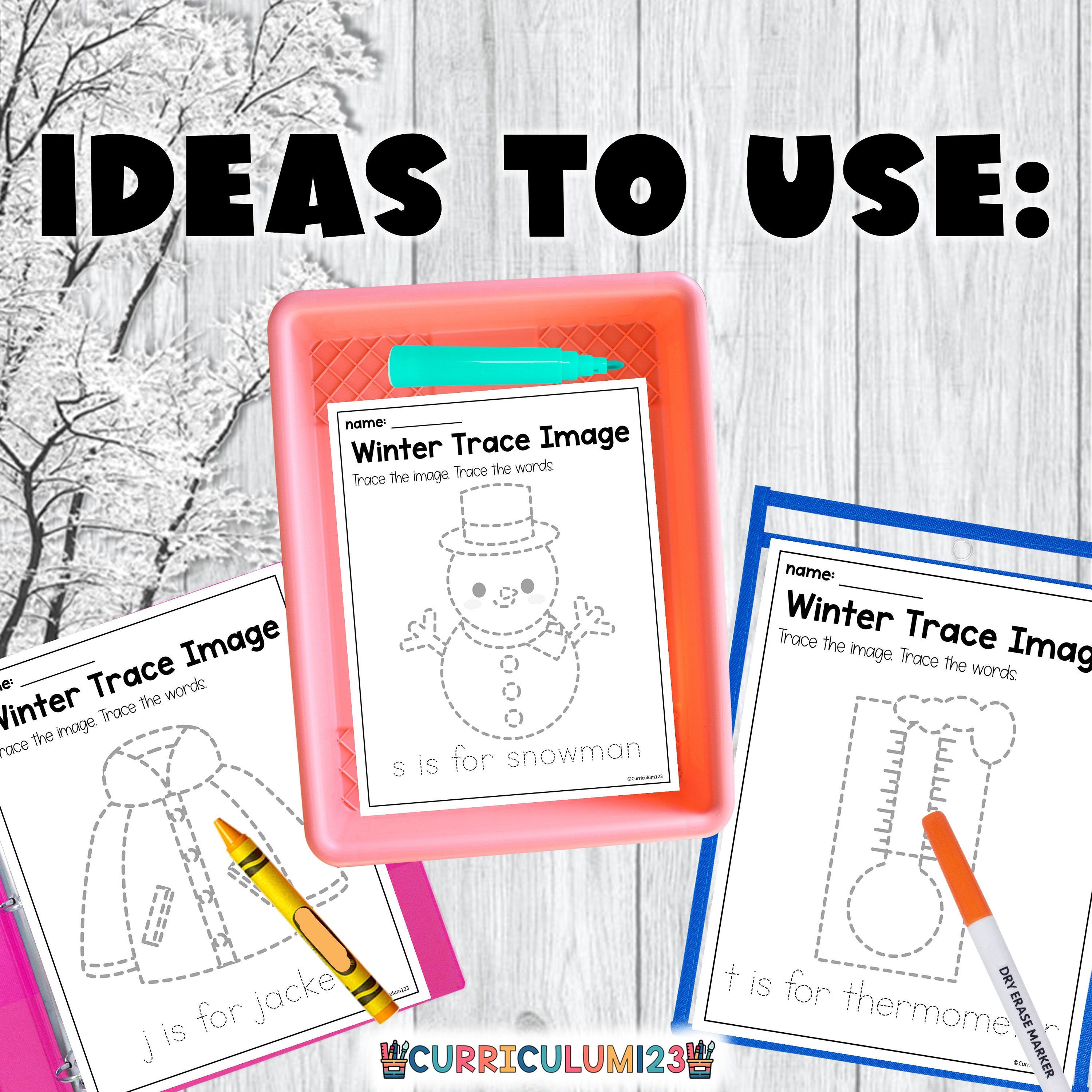 Winter Trace the Image Printable Fine Motor Skills Winter Activities ...