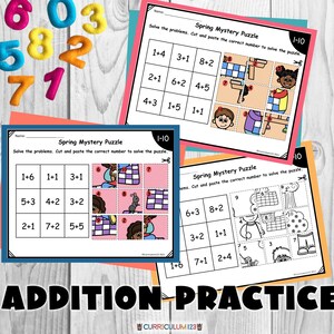 Spring Mystery Puzzle for Addition and Subtraction, Math Drills ...