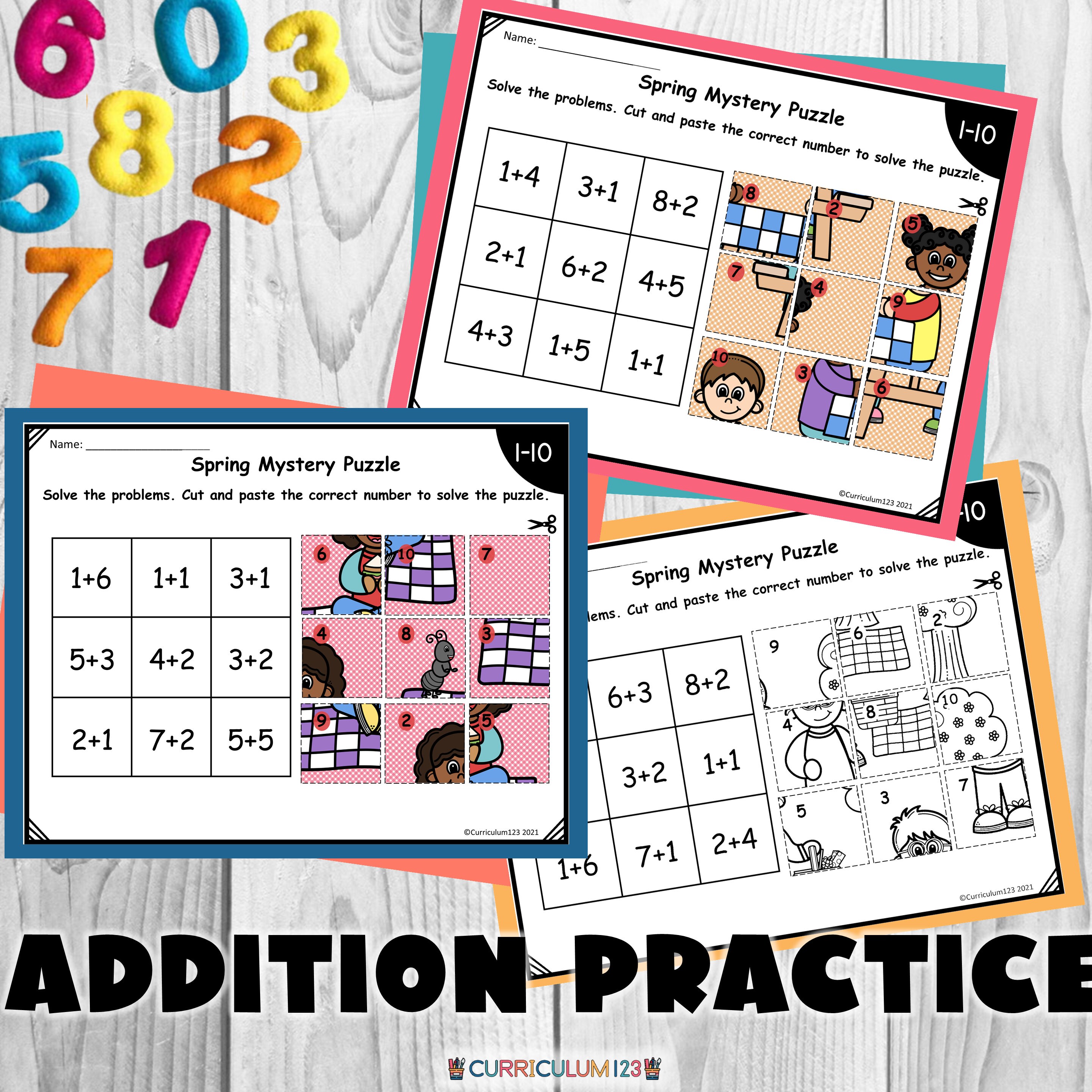 Spring Mystery Puzzle for Addition and Subtraction, Math Drills ...