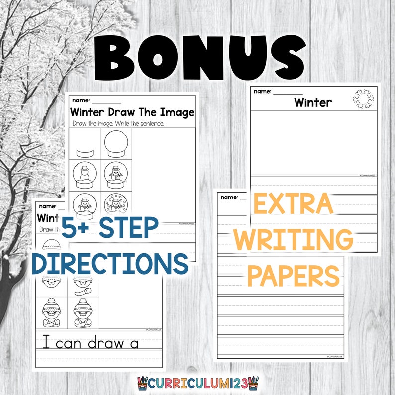 Winter Directed Drawing Printable Draw the Picture Winter Activities ...