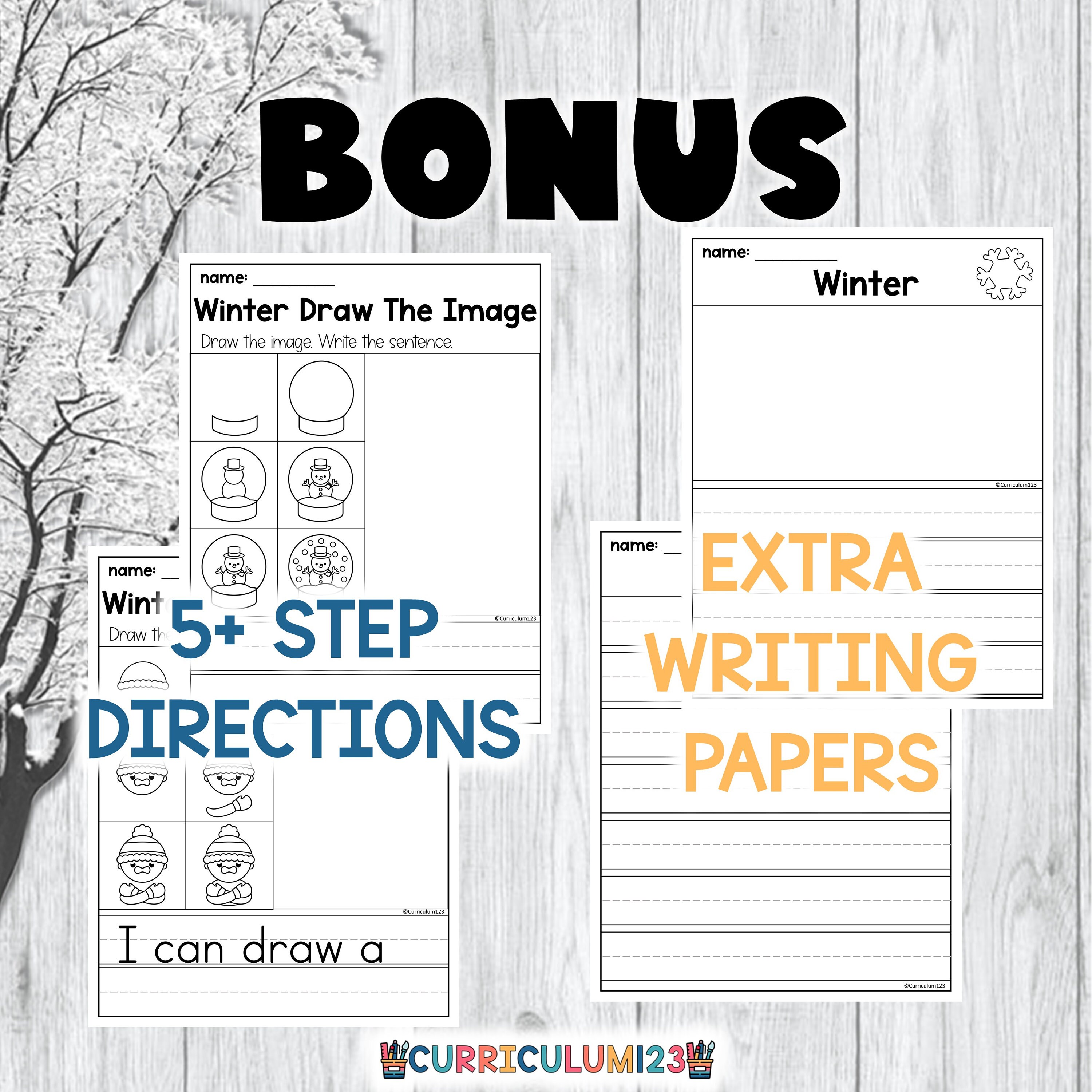 Winter Directed Drawing Printable Draw the Picture Winter Activities ...