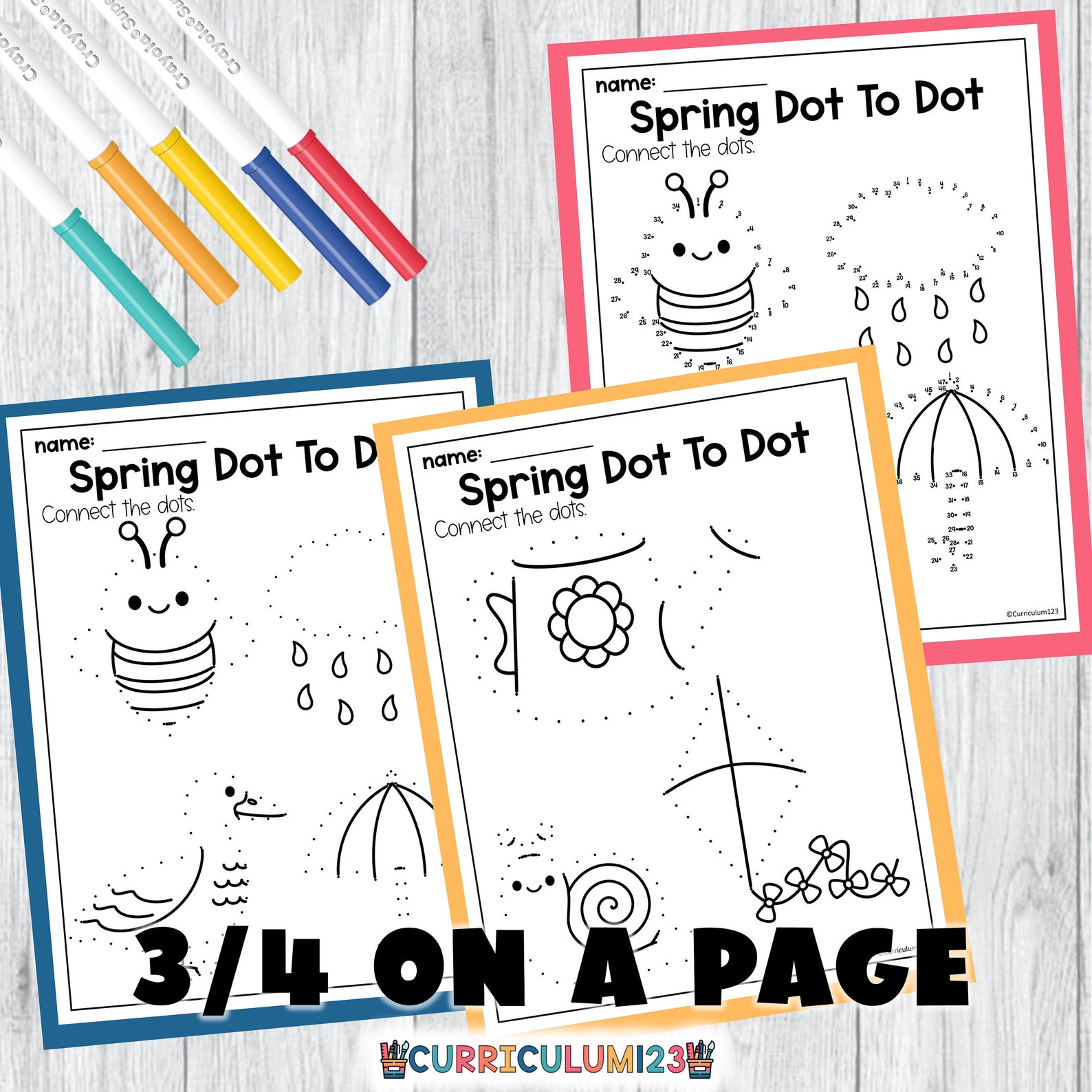 Spring Dot to Dot Printable Coloring Pages Spring Activities for ...