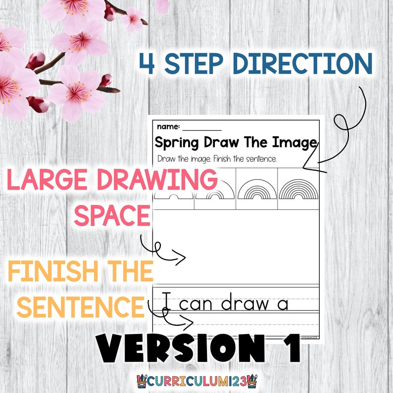 Spring Directed Drawing Printable Draw the Picture Spring Activities ...