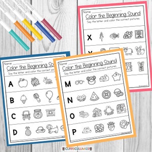 Beginning Sound Worksheet, Initial Sound Review Practice, Kindergarten ...