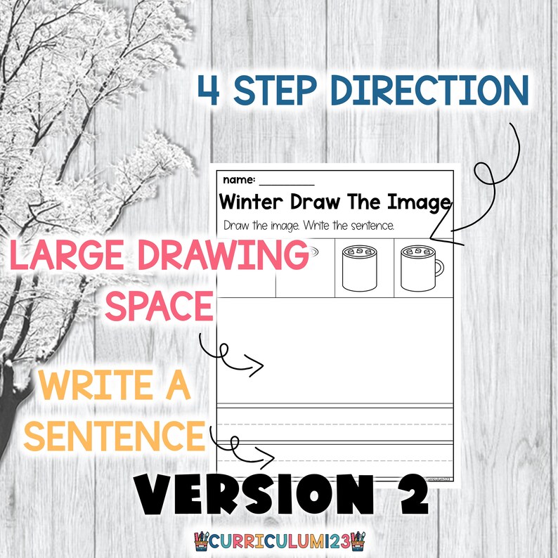 Winter Directed Drawing Printable Draw the Picture Winter Activities ...