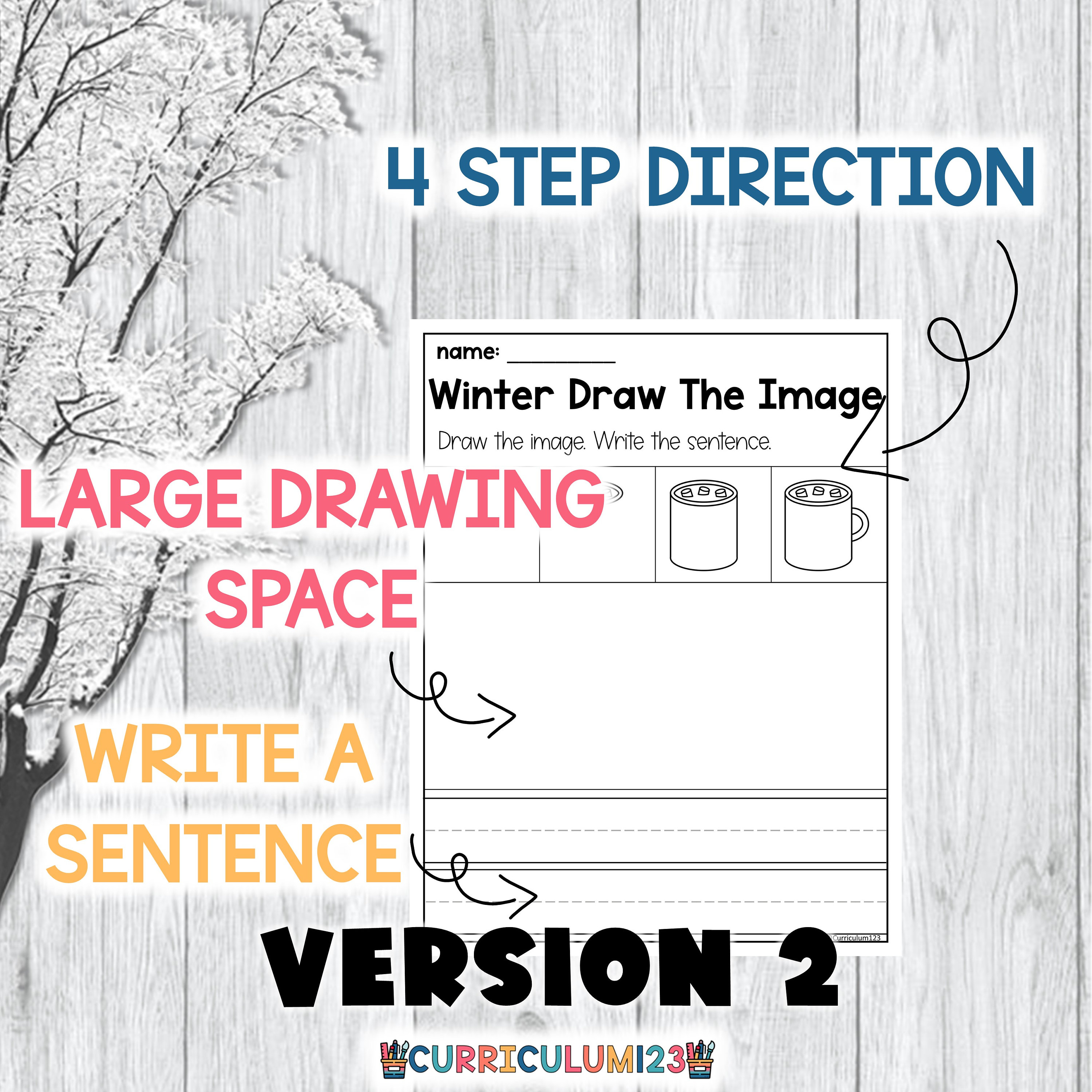 Winter Directed Drawing Printable Draw the Picture Winter Activities ...