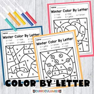 Winter Color by Number Printable Color by Letter Winter Activities for ...