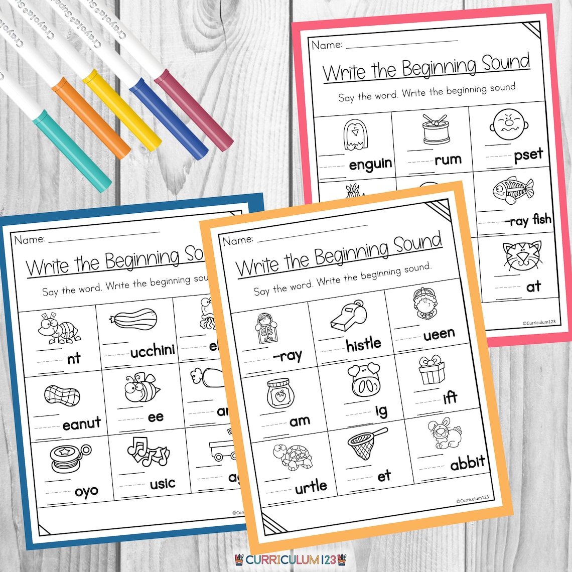 Beginning Sound Worksheet Initial Sound Review Practice | Etsy