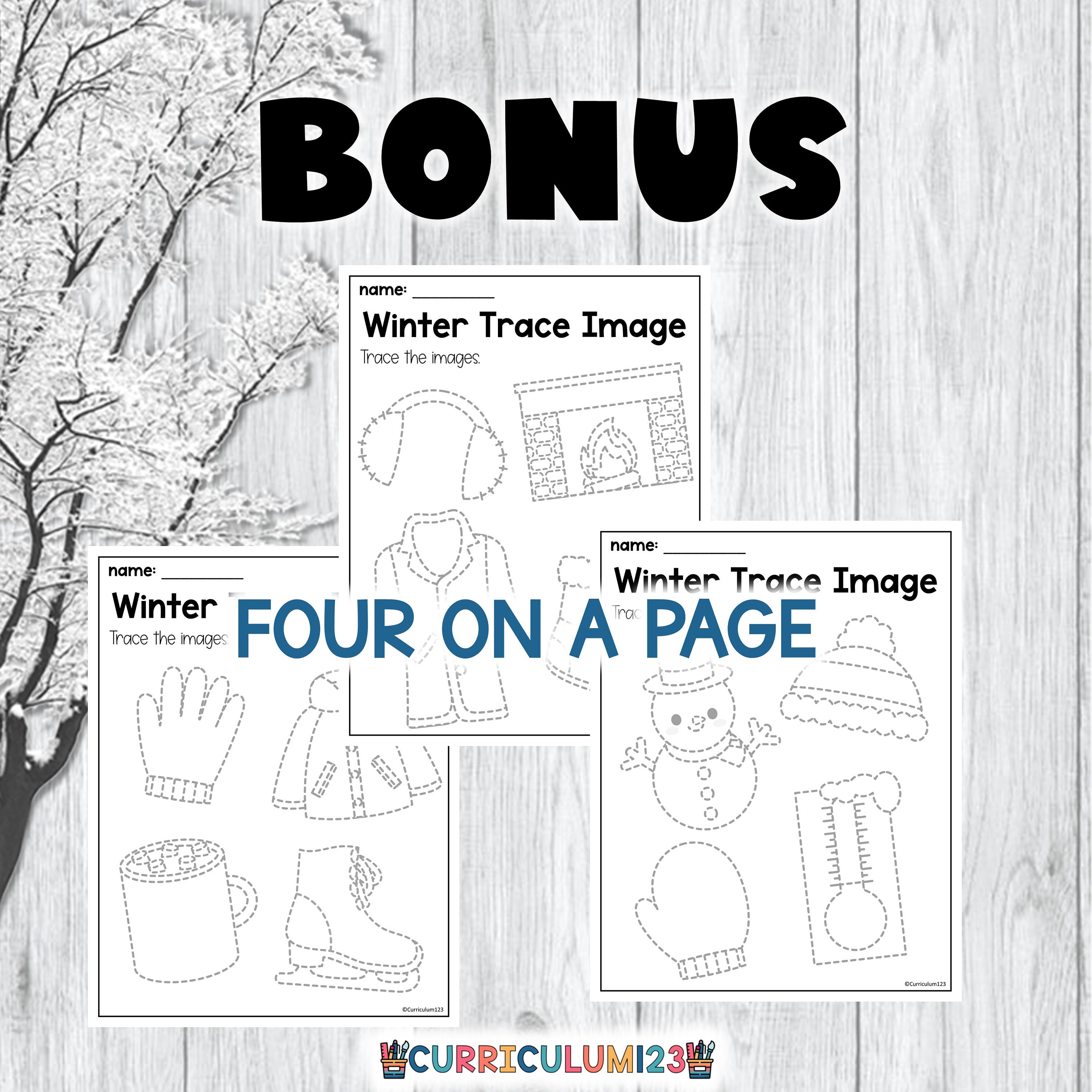 Winter Trace the Image Printable Fine Motor Skills Winter Activities ...
