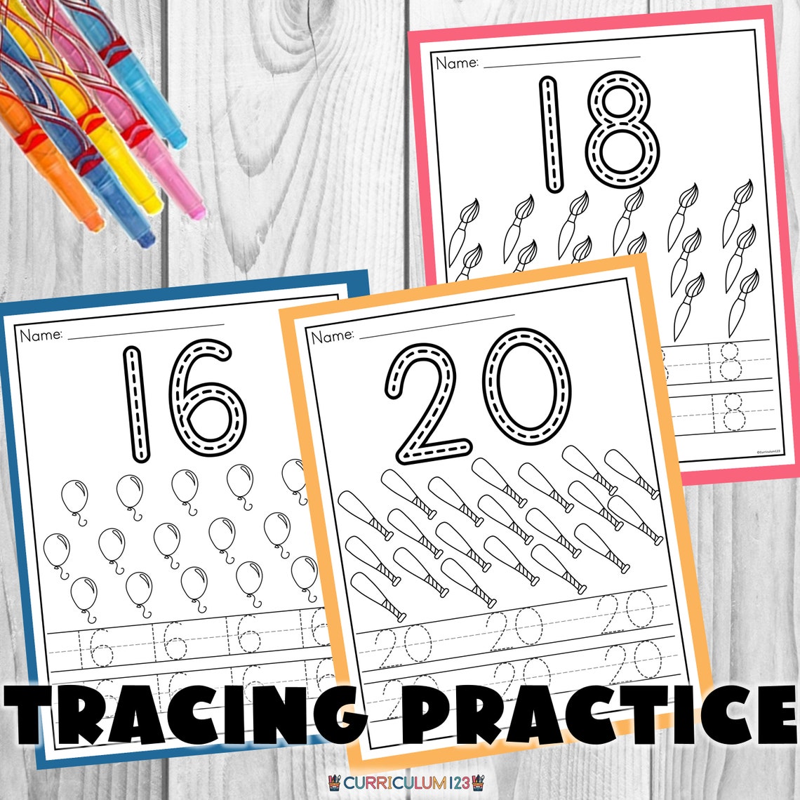 Preschool Printables Number Tracing Worksheets 1-20 - Etsy