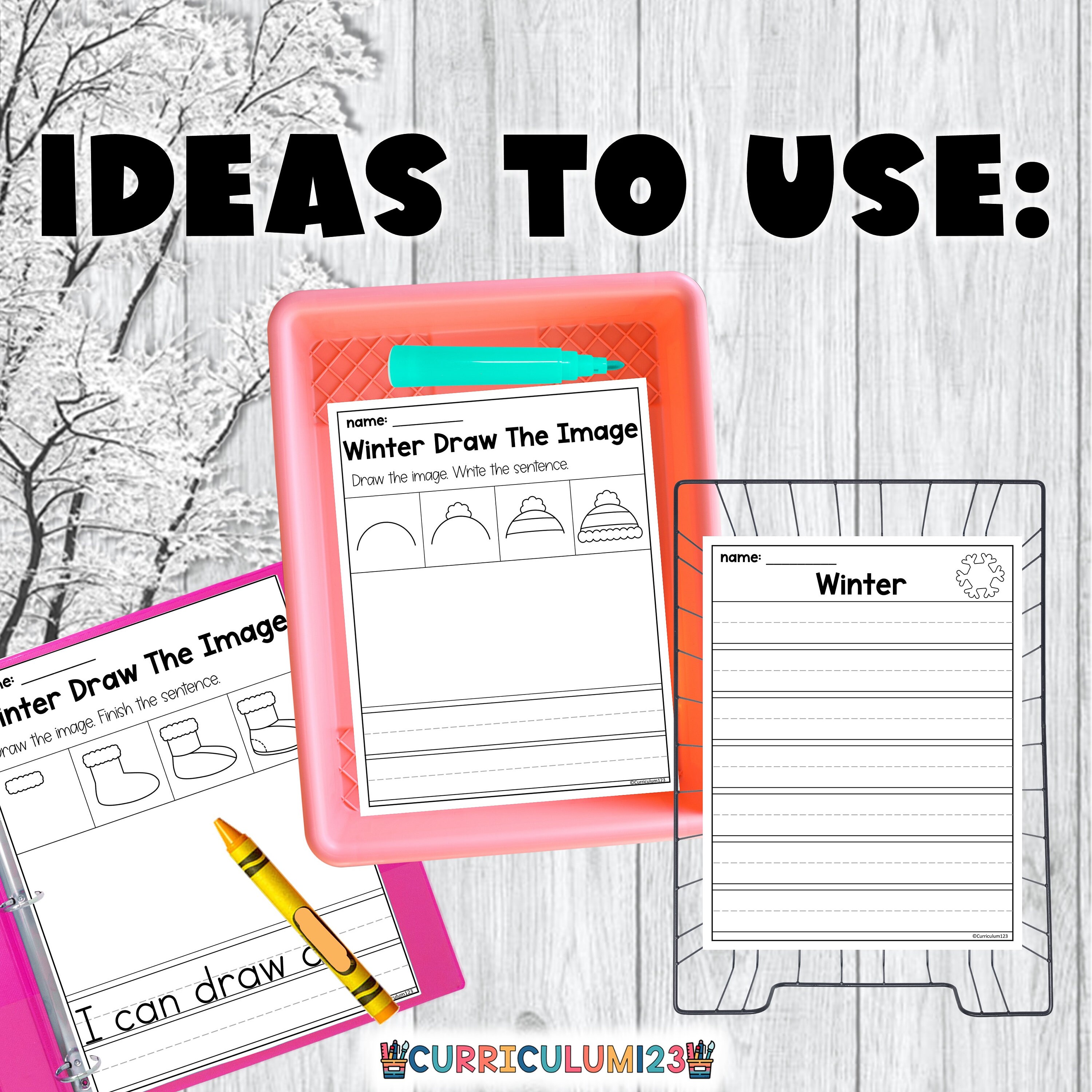 Winter Directed Drawing Printable Draw the Picture Winter Activities ...