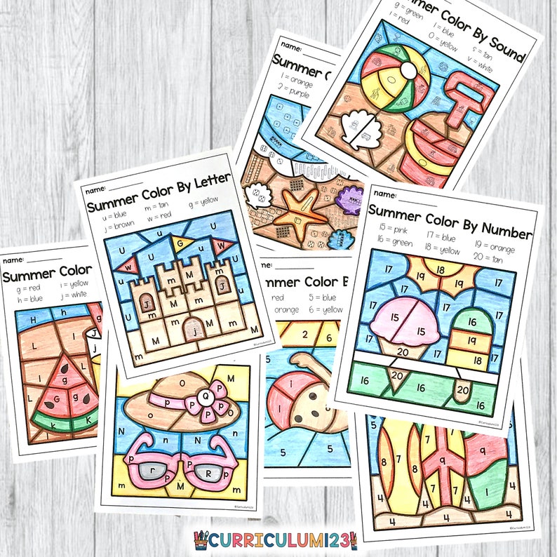 Summer Color by Number Letter and Sound | Summer Coloring Pages - Etsy