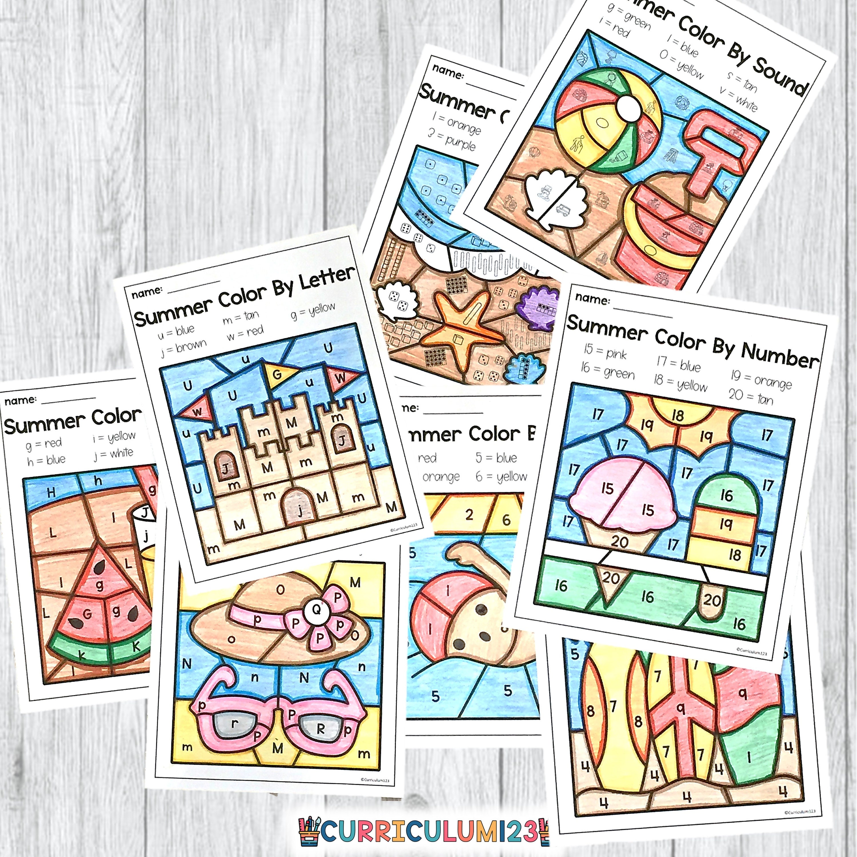 Summer Color by Number Letter and Sound | Summer Coloring Pages - Etsy