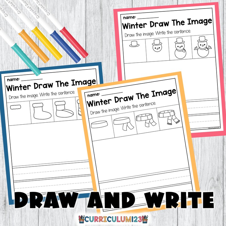 Winter Directed Drawing Printable Draw the Picture Winter Activities ...