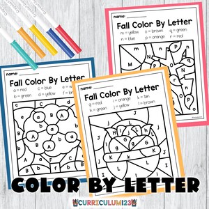 Fall Color by Number & Letter Activities: Preschool Printable - Etsy