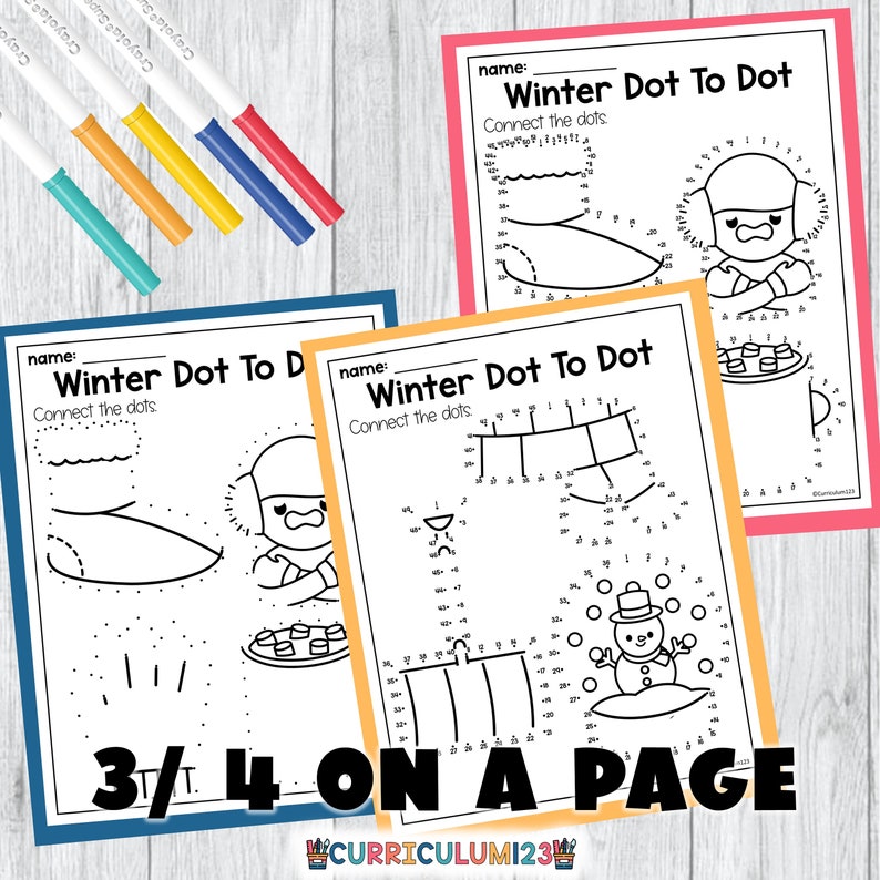 Winter Dot to Dot Printable Coloring Pages Winter Activities for ...