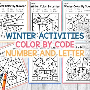 Winter Color by Number Printable Color by Letter Winter Activities for ...