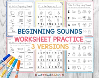 Printable Phonics Beginning Sound Flashcards and Clip Cards - Etsy