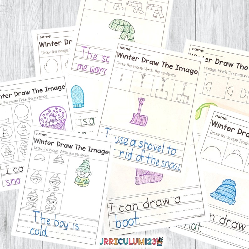 Winter Directed Drawing Printable Draw the Picture Winter Activities ...