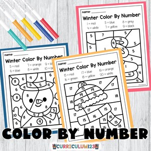 Winter Color by Number & Letter Activities for Preschool (printable) - Etsy