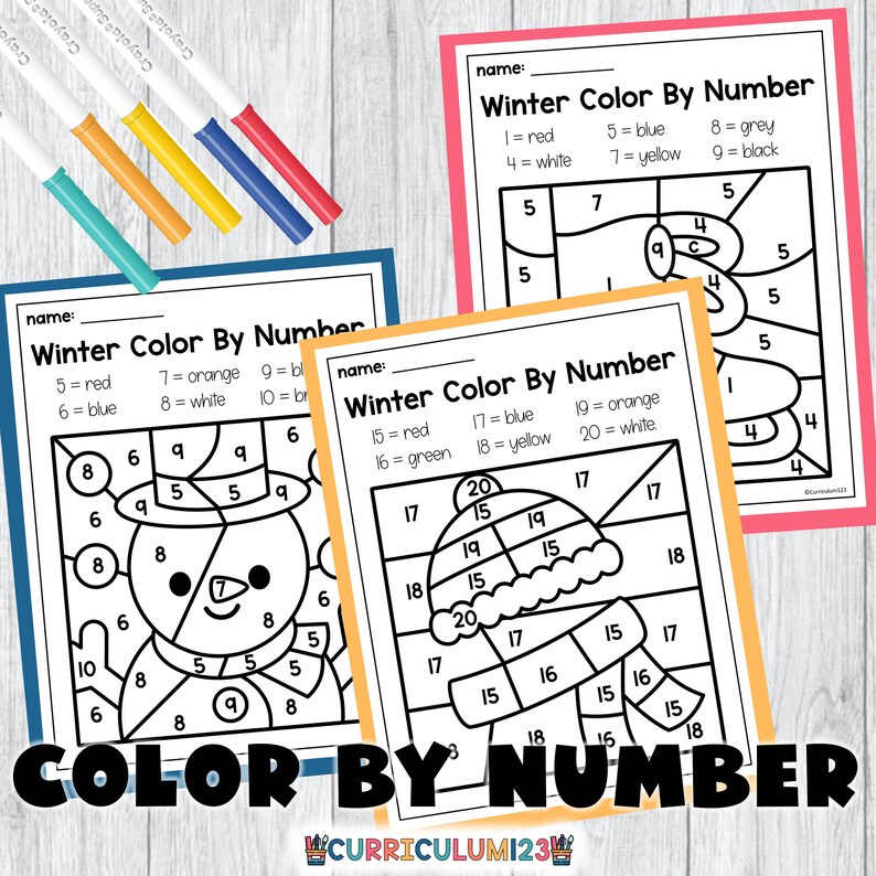 Winter Color by Number Printable Color by Letter Winter Activities for ...
