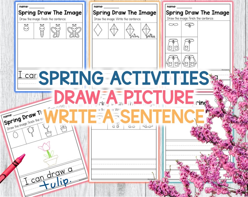 Spring Directed Drawing Printable Draw the Picture Spring Activities ...
