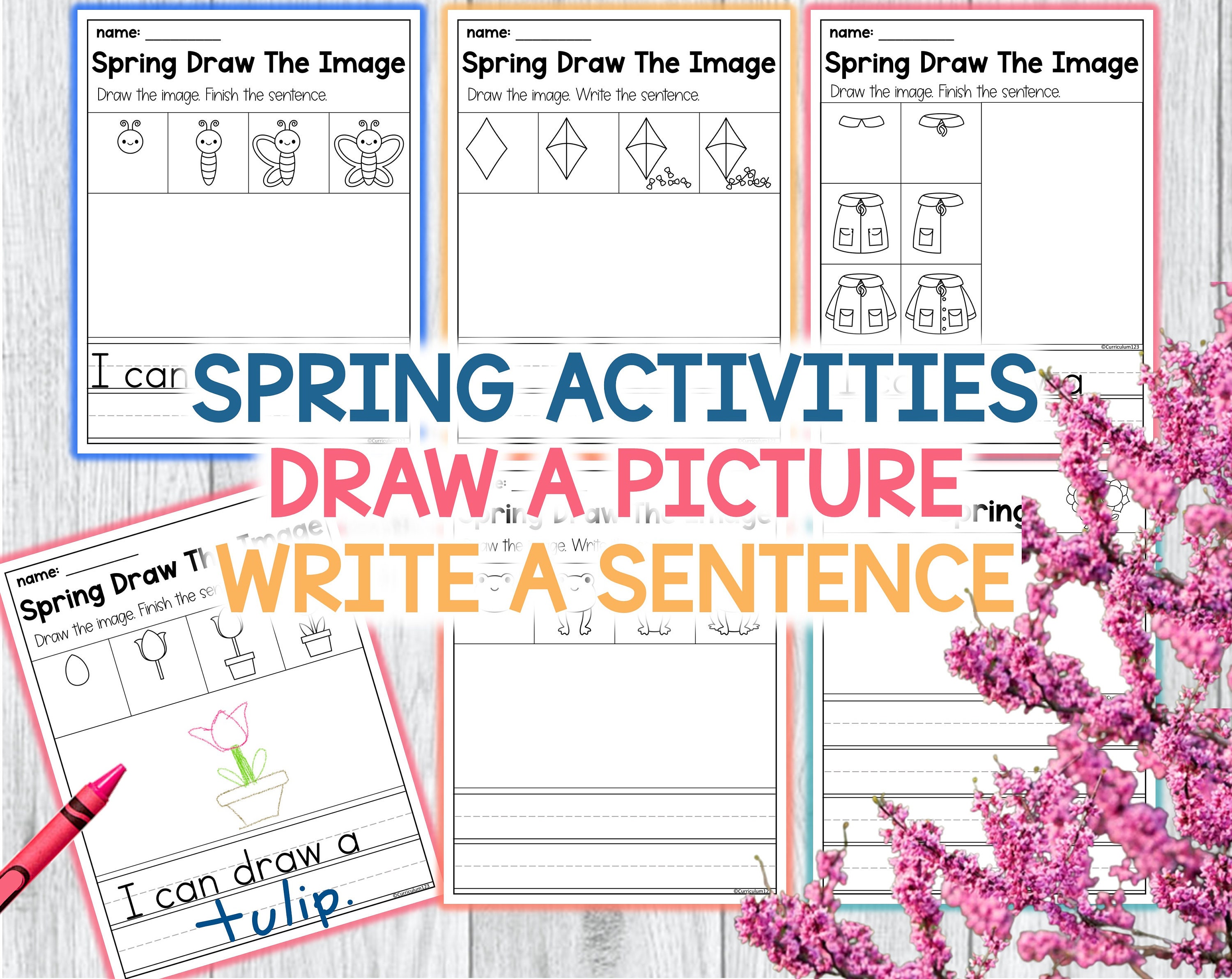 Spring Directed Drawing Printable Draw the Picture Spring Activities ...