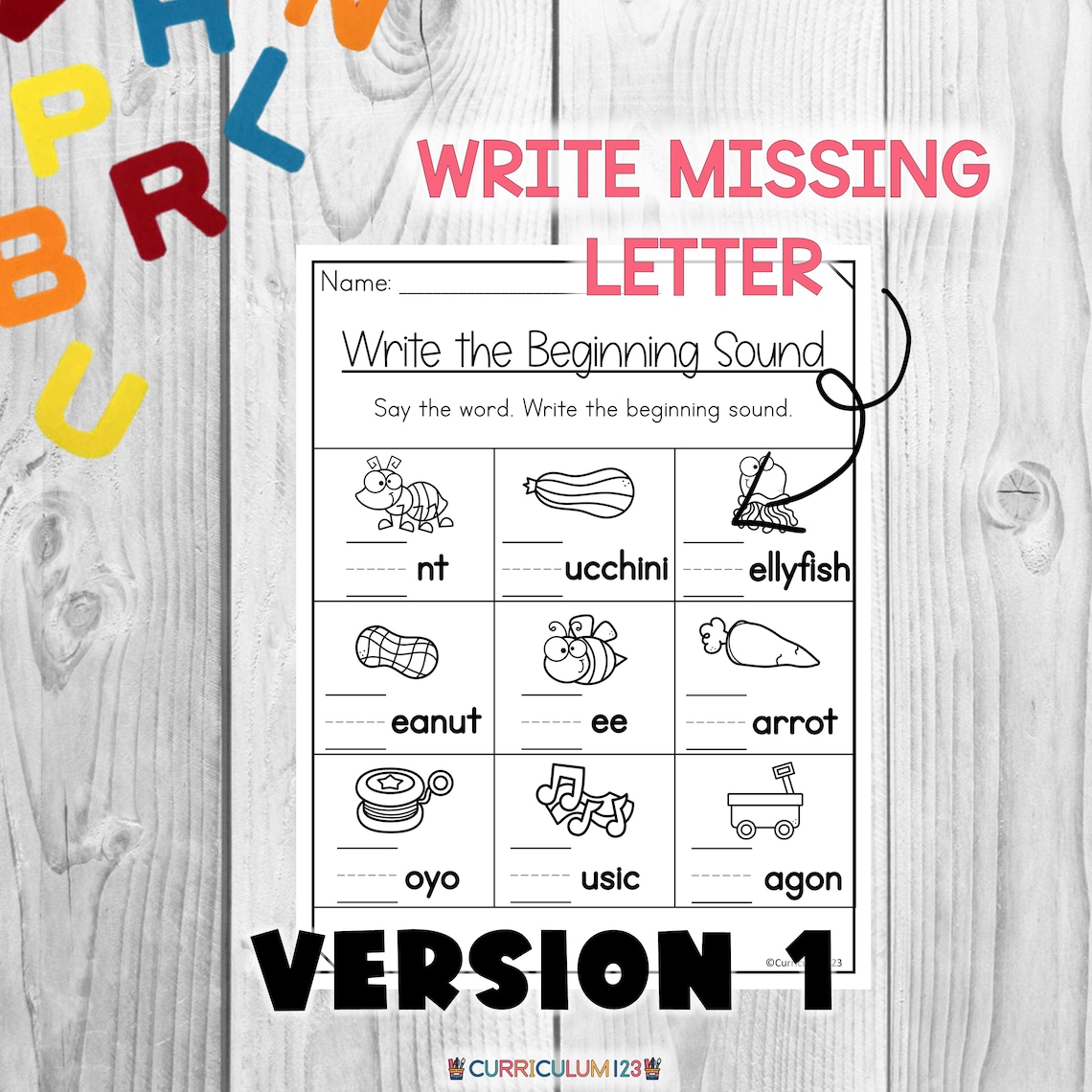 Beginning Sound Worksheet Initial Sound Review Practice | Etsy