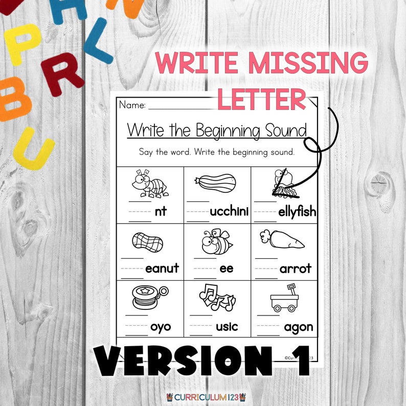 Beginning Sound Worksheet, Initial Sound Review Practice, Kindergarten ...