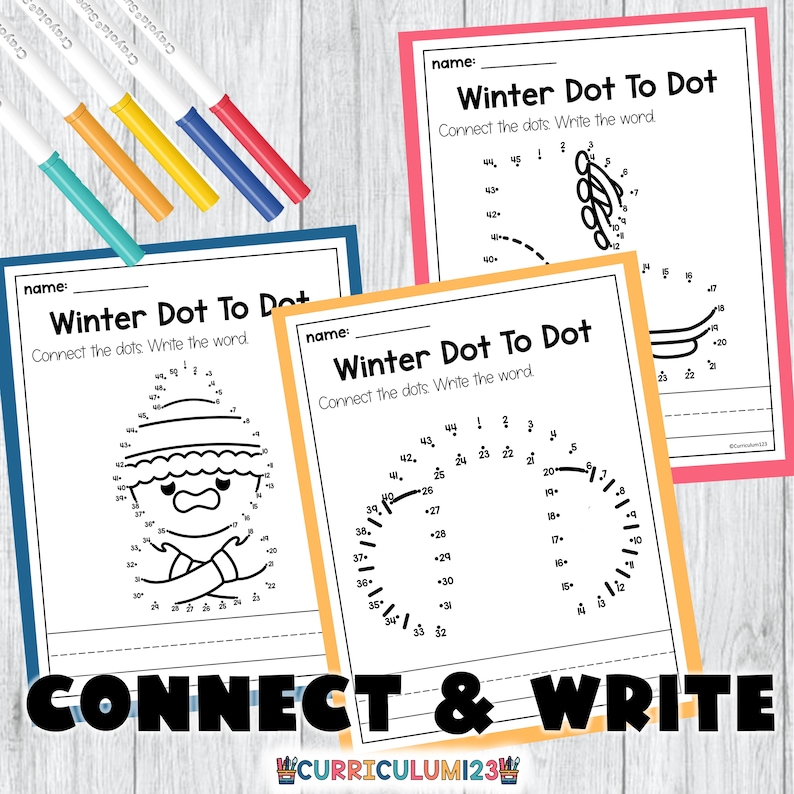 Winter Dot to Dot Printable Coloring Pages Winter Activities for ...