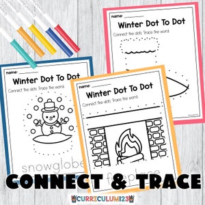 Winter Dot to Dot Printable Coloring Pages Winter Activities for ...