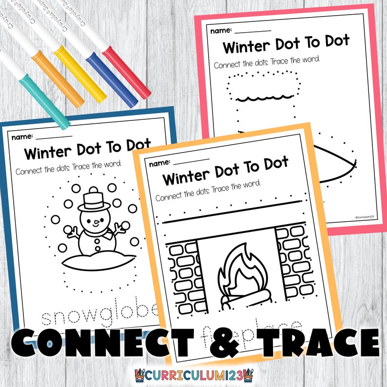 Winter Dot to Dot Printable Coloring Pages Winter Activities for ...