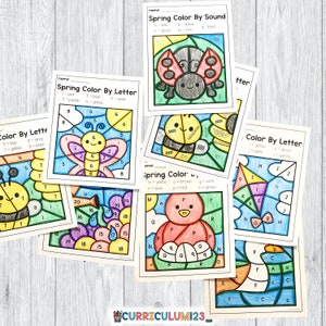 Spring Color by Number & Letter Activities: Preschool Printable - Etsy