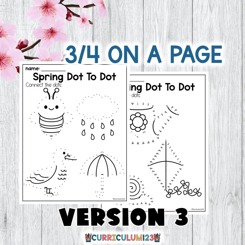 Spring Dot to Dot Printable Coloring Pages Spring Activities for ...
