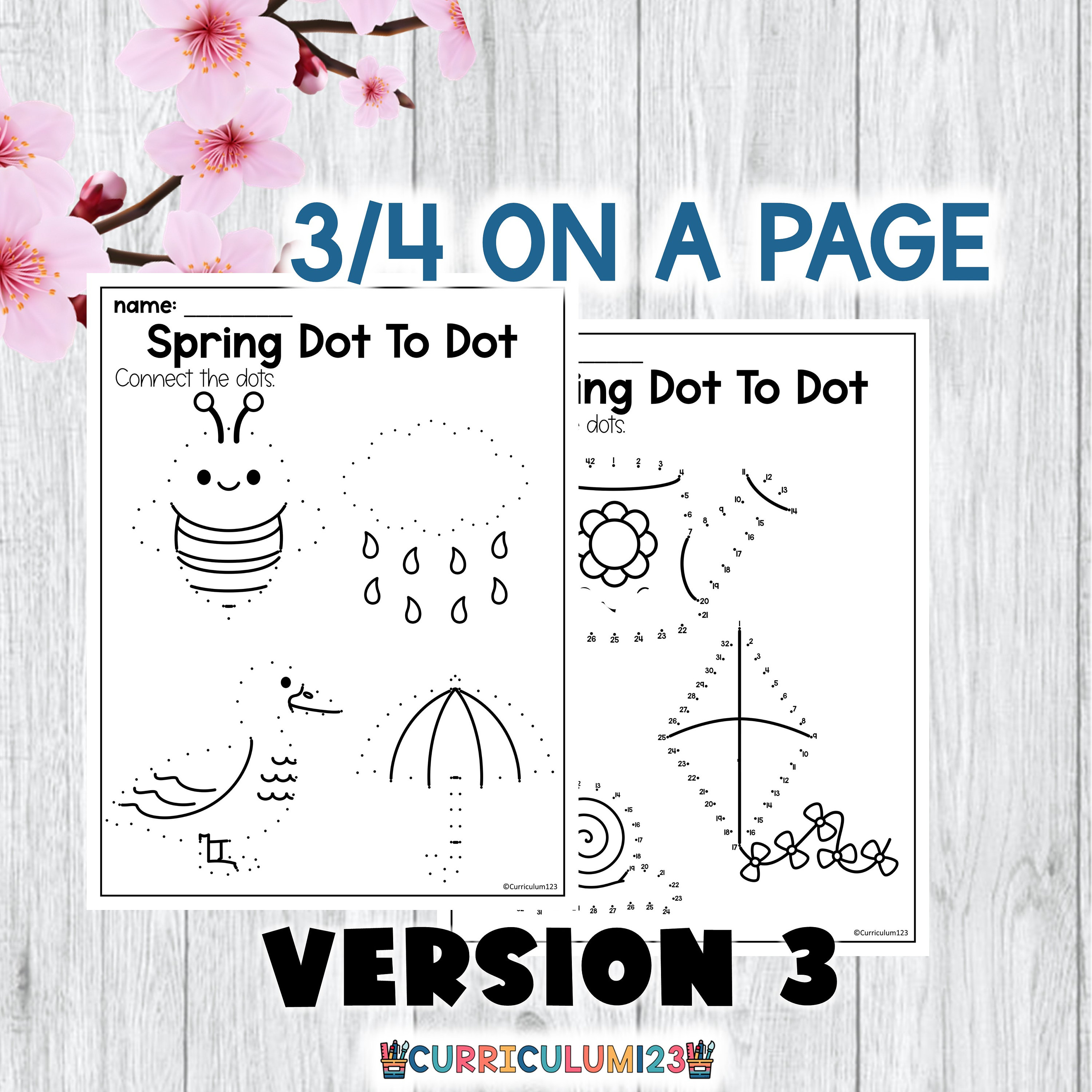 Spring Dot to Dot Printable Coloring Pages Spring Activities for ...