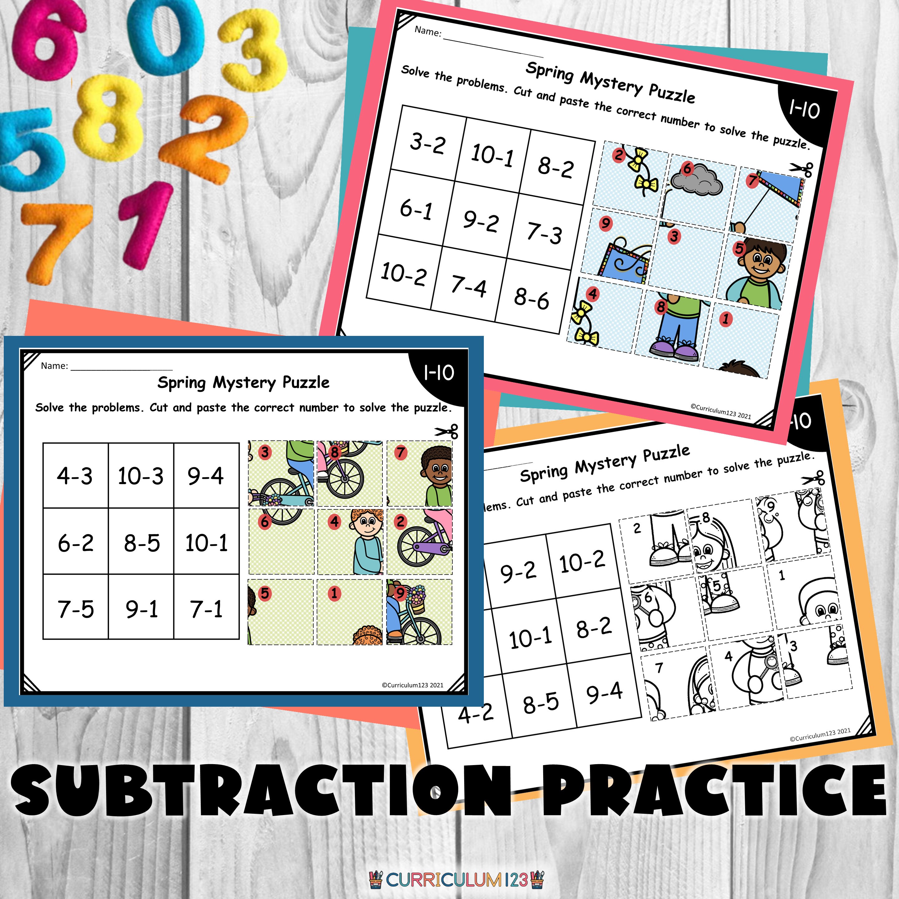 Spring Mystery Puzzle for Addition and Subtraction, Math Drills ...
