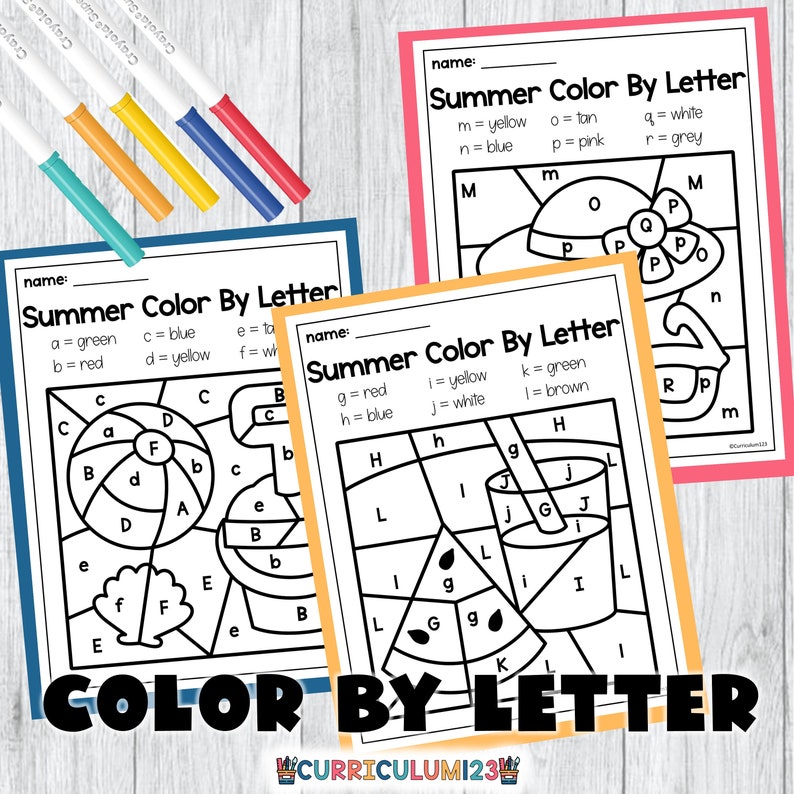 Summer Color by Number Letter and Sound | Summer Coloring Pages - Etsy