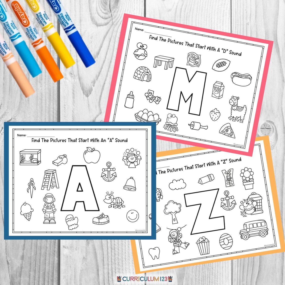Initial Sounds Worksheets for Kindergarten Alphabet Phonics | Etsy