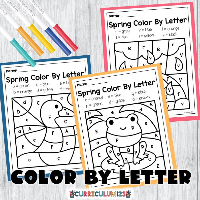 Spring Color by Number & Letter Activities: Preschool Printable - Etsy