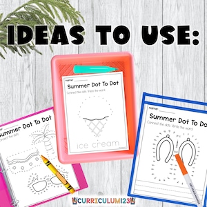Summer Dot to Dot Worksheets Connect the Dots Fun Sheets - Etsy