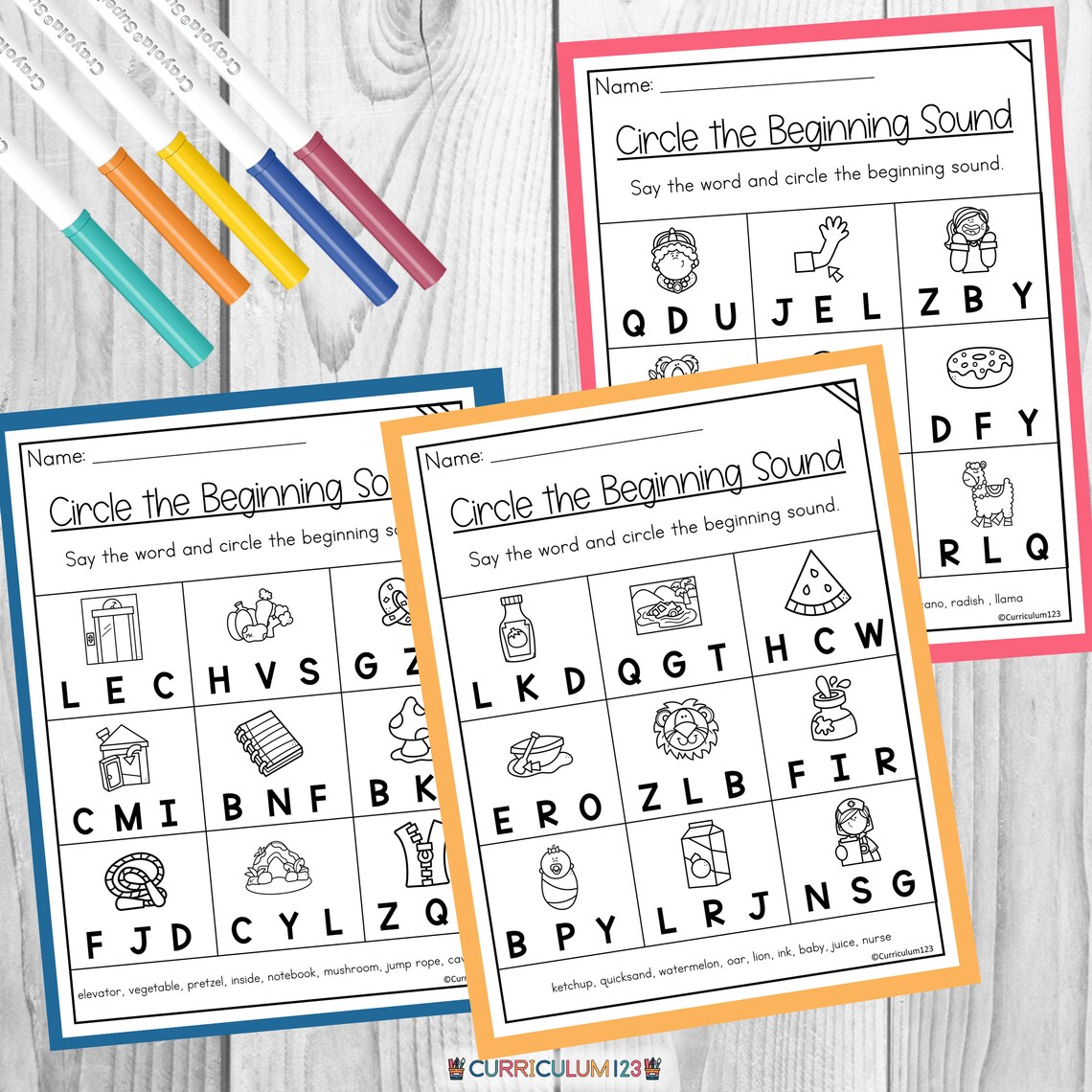 Beginning Sound Worksheet Initial Sound Review Practice | Etsy